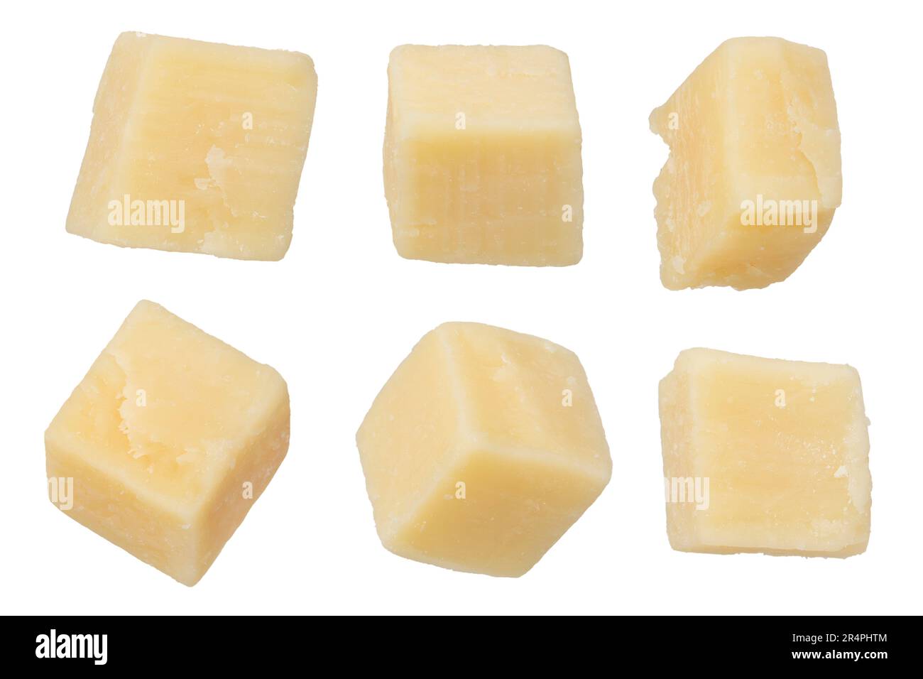 Pieces of hard parmesan cheese isolated on white background. Pieces of ...