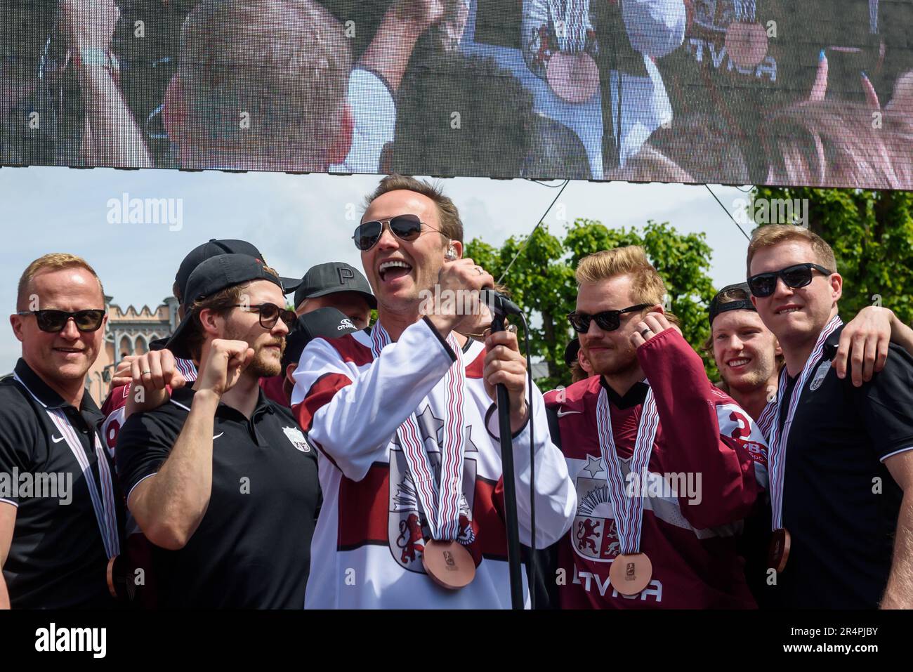 RIGA, Latvia. 29th May, 2023. Renars Kaupers (C), vocal of band ...