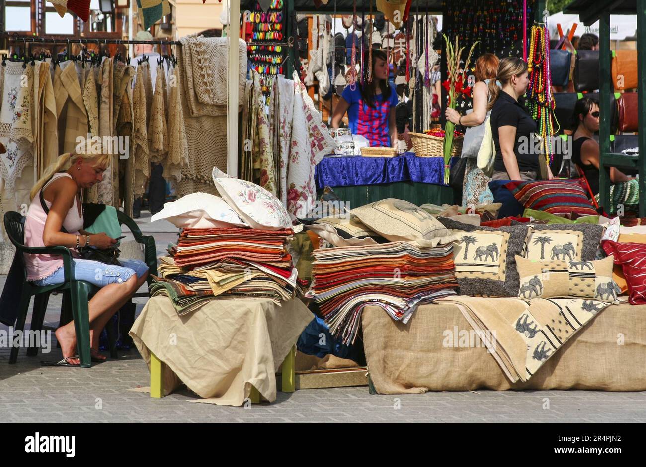 Annual folk fair at the Main Market Square in Krakow, Poland Stock ...