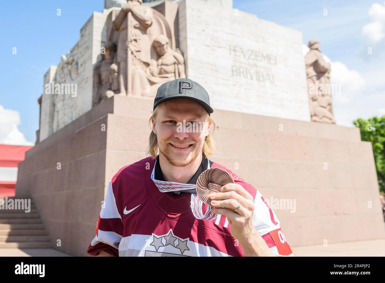 RIGA, Latvia. 29th May, 2023. IIHF Worlds Bronze Medalists Latvian Men ...