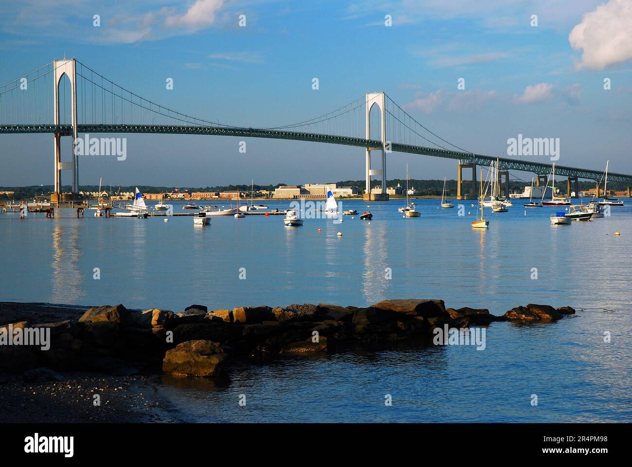 Newport Pell Bridge crosses the Naragansett Bay Stock Photo - Alamy