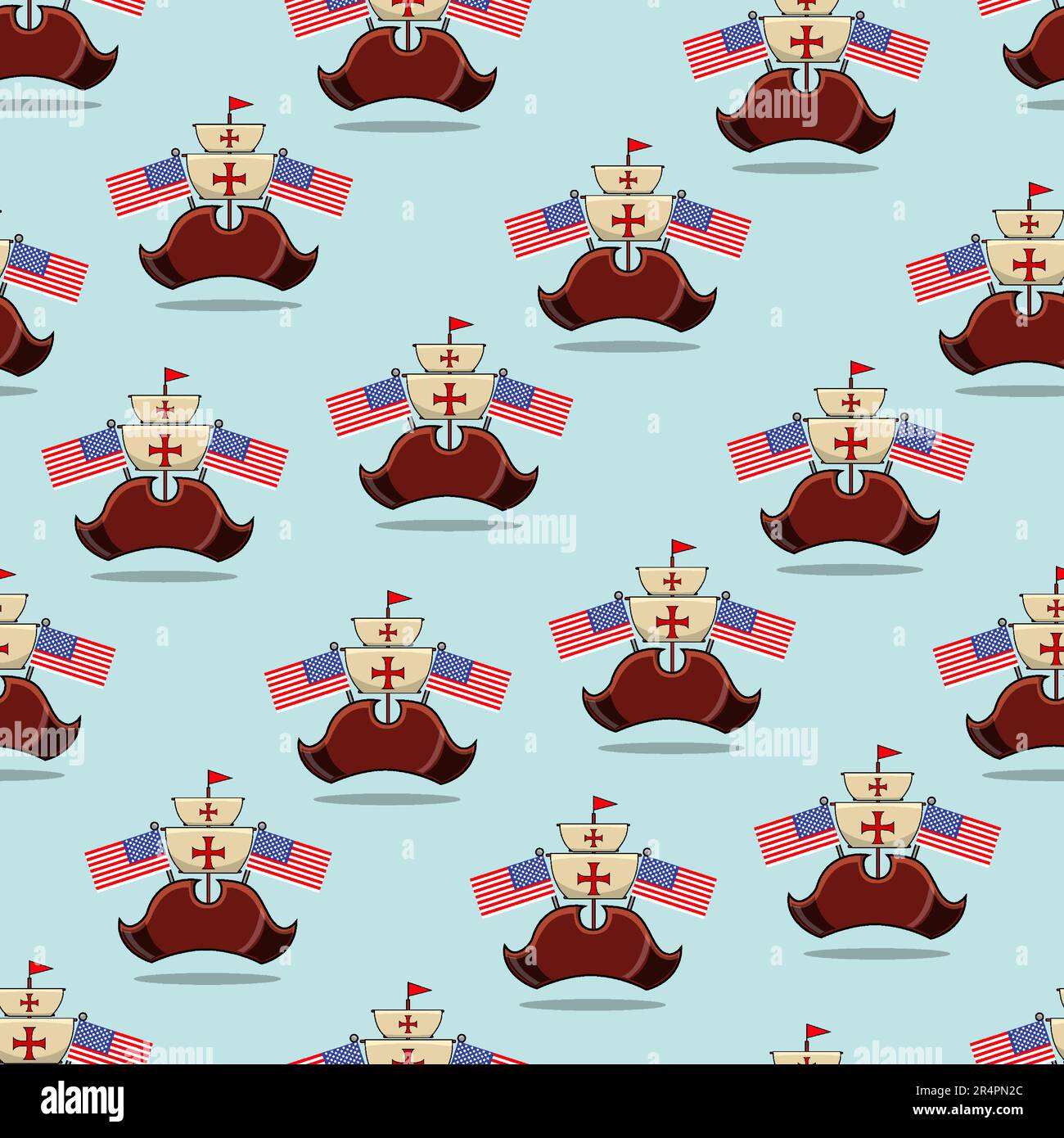 Happy Columbus Day America With Hat and Flags Pattern Background ...