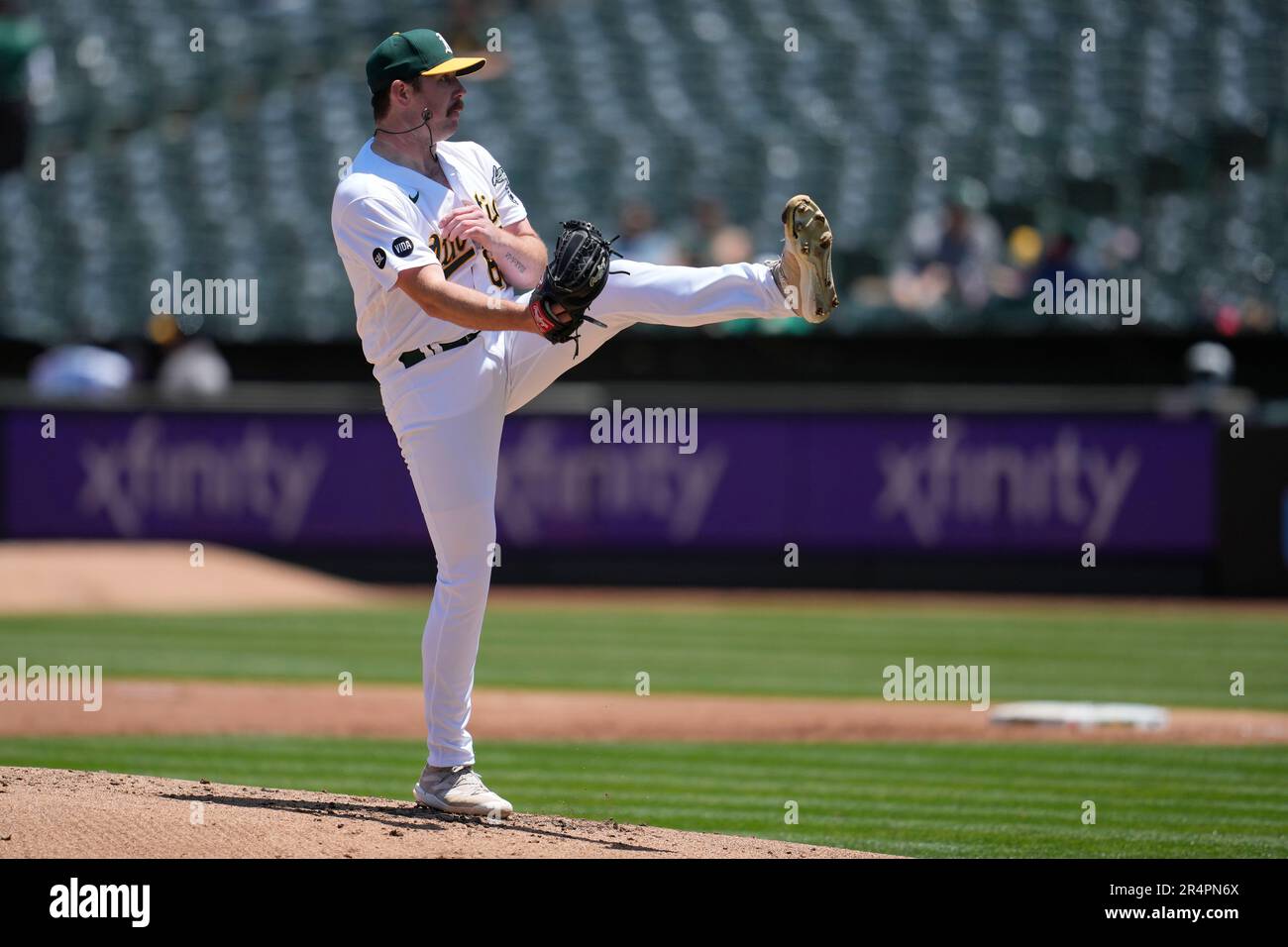 Oakland Athletics pitcher Hogan Harris against the Houston Astros ...