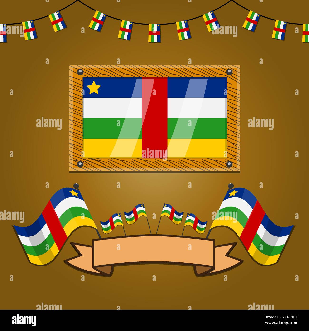 Central Africa Flags On Frame Wood, Label, Simple Gradient and Vector ...