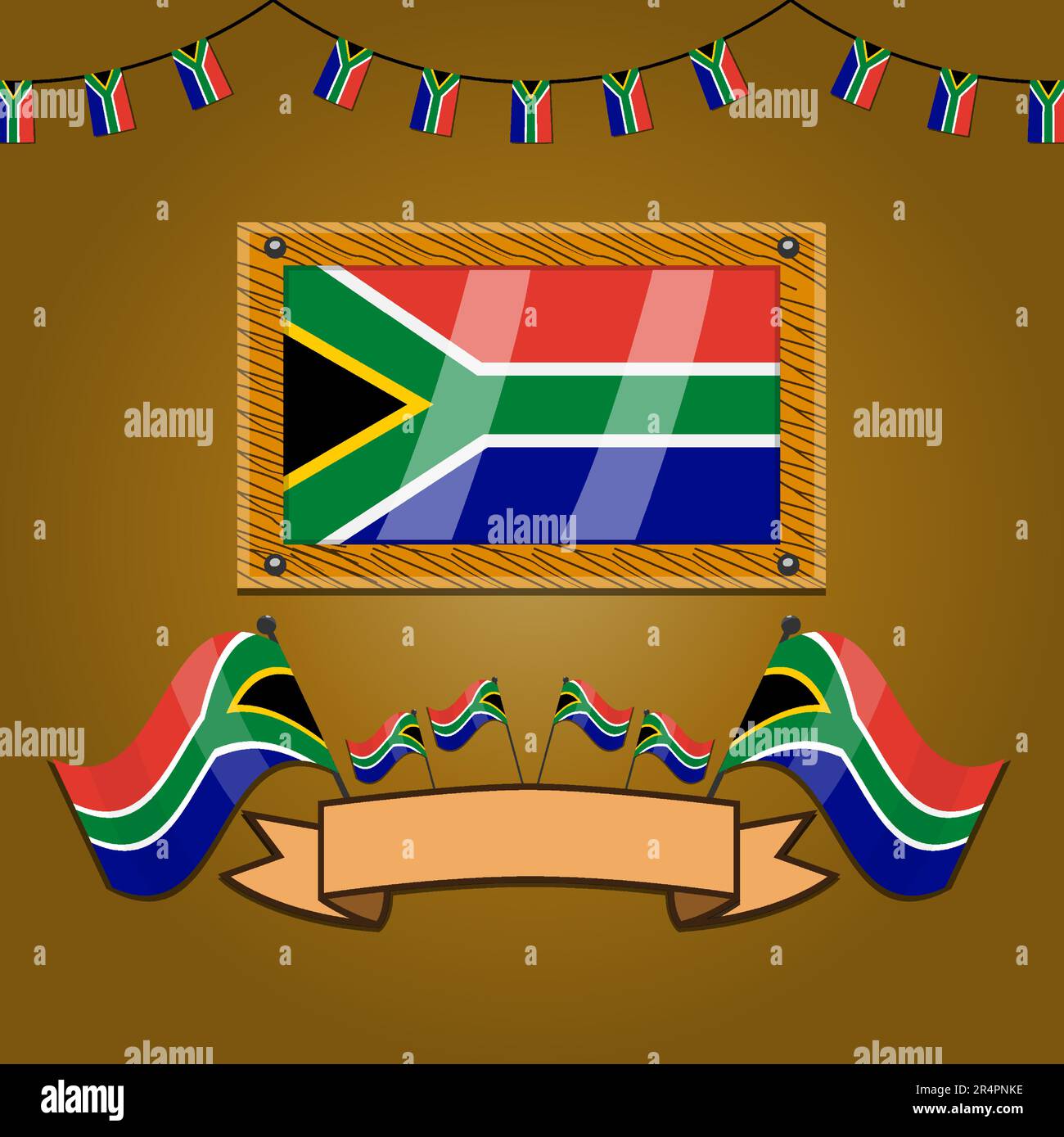 South Africa Flags On Frame Wood, Label, Simple Gradient and Vector ...