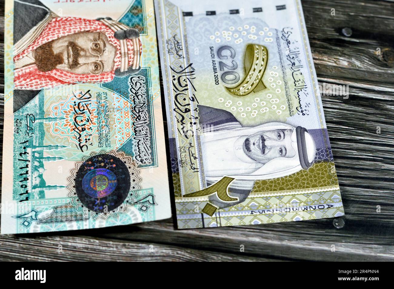 20 SAR twenty Saudi Arabia Riyals banknotes currency bill money an old ...