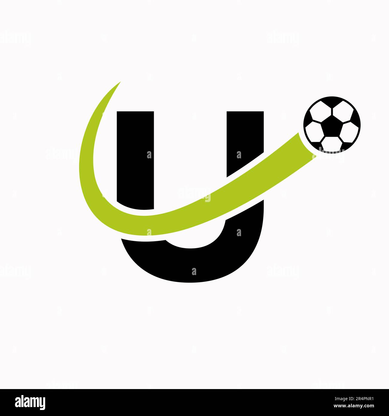 Letter U Soccer Logo. Football Logo Concept With Moving Football Icon ...