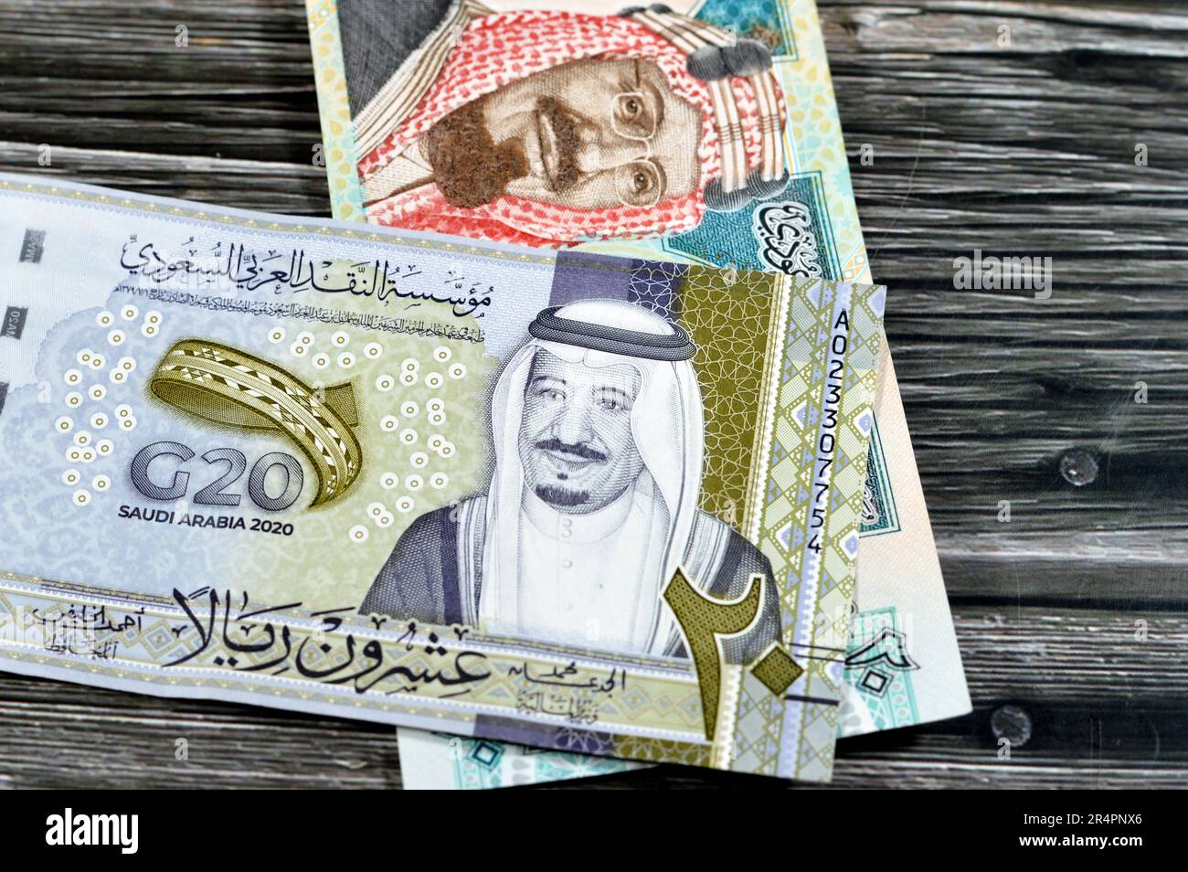 20 SAR twenty Saudi Arabia Riyals banknotes currency bill money an old ...
