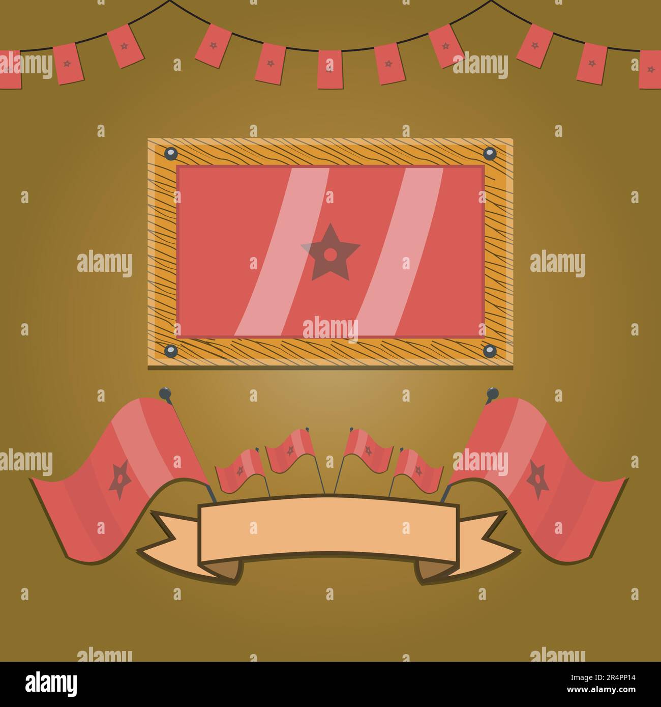 Morocco Flags On Frame Wood, Label, Simple Gradient and Vector ...