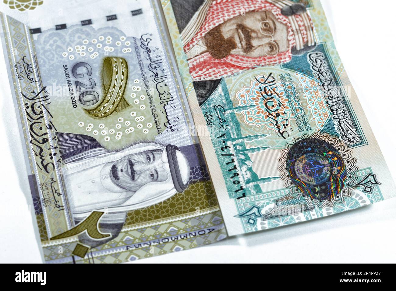 20 SAR twenty Saudi Arabia Riyals banknotes currency bill money an old ...