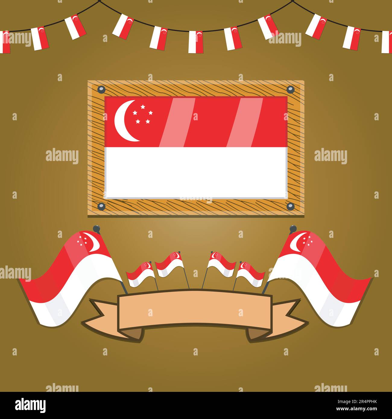 Singapore flag banner on wooden hi-res stock photography and images - Alamy
