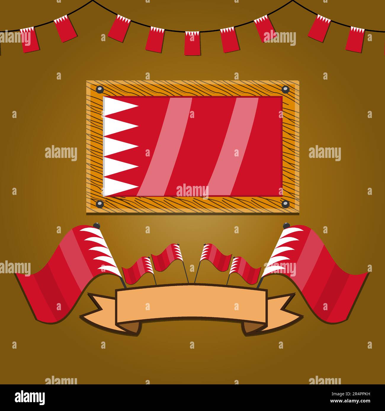 Bahrain Flags On Frame Wood, Label, Simple Gradient and Vector ...