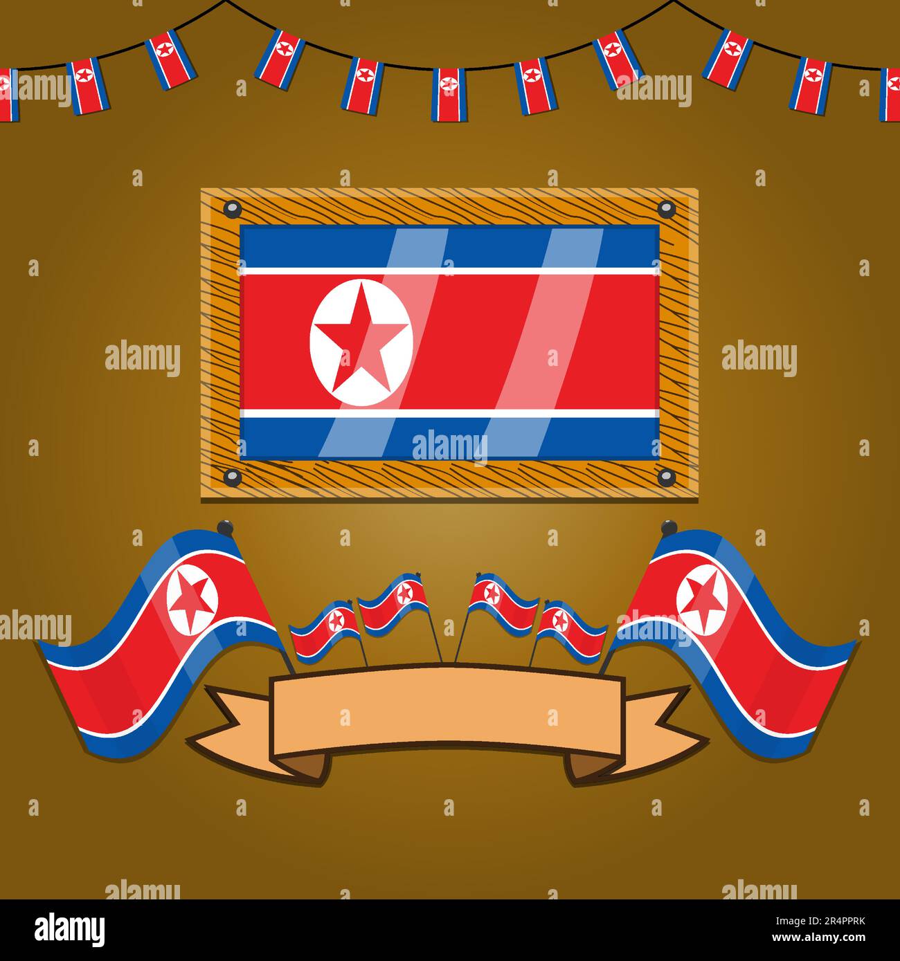 Flag north korea on world Stock Vector Images - Alamy
