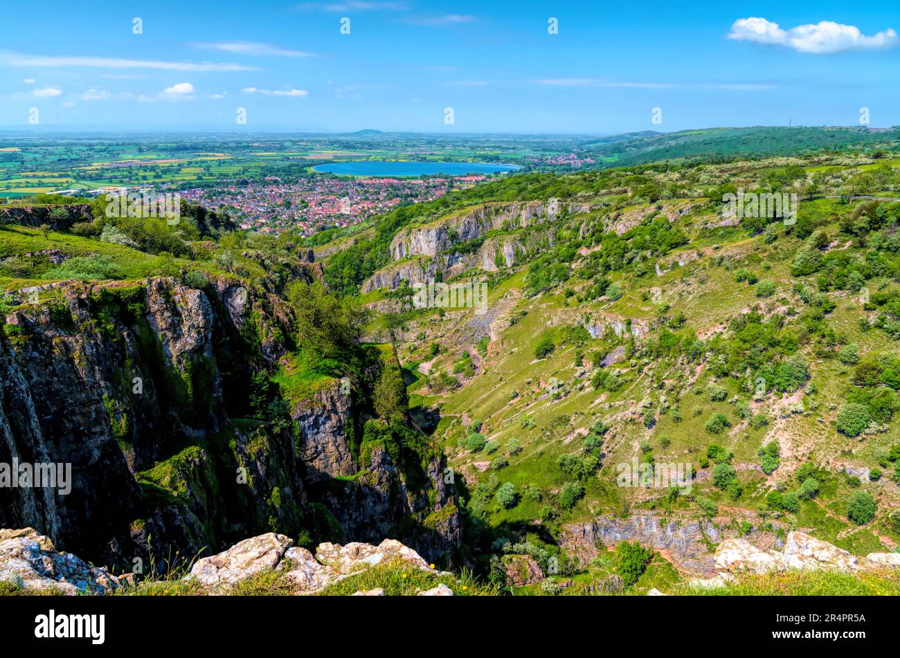 Cheddar Gorge UK view from top of beautiful English tourist attraction ...