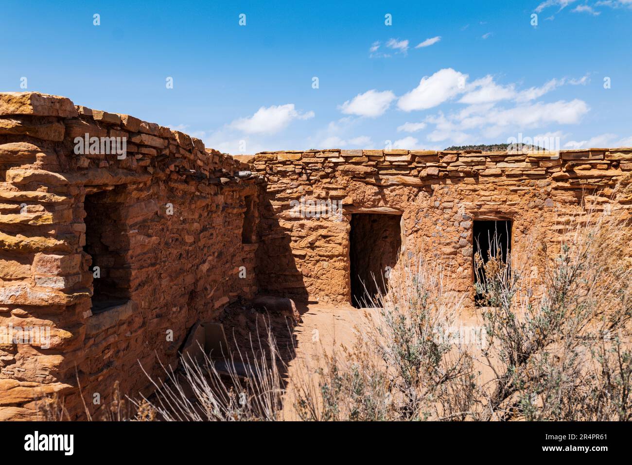 Exterior view; replica of ancient Puebloan stone & mud block home ...