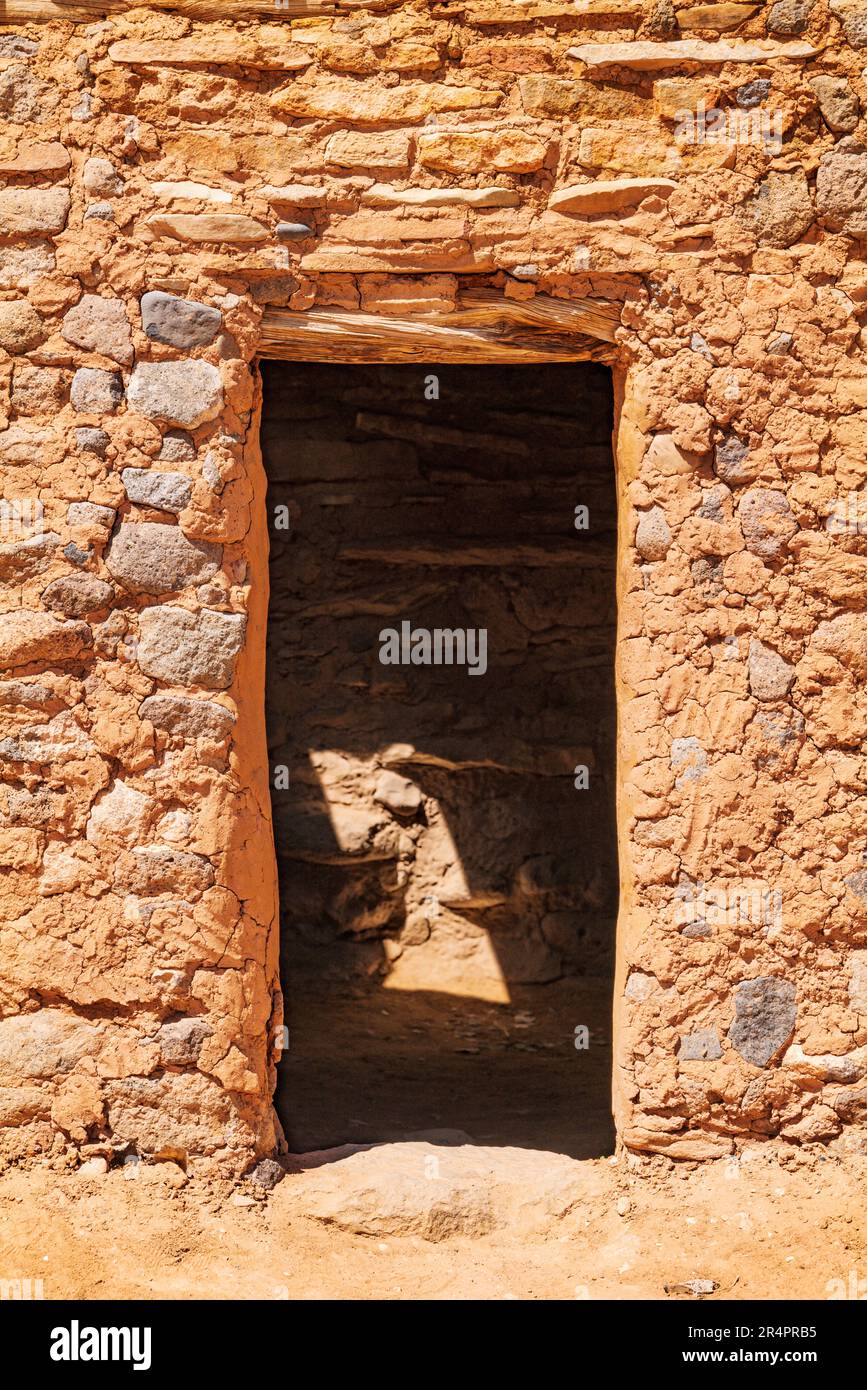 Exterior view; replica of ancient Puebloan stone & mud block home ...
