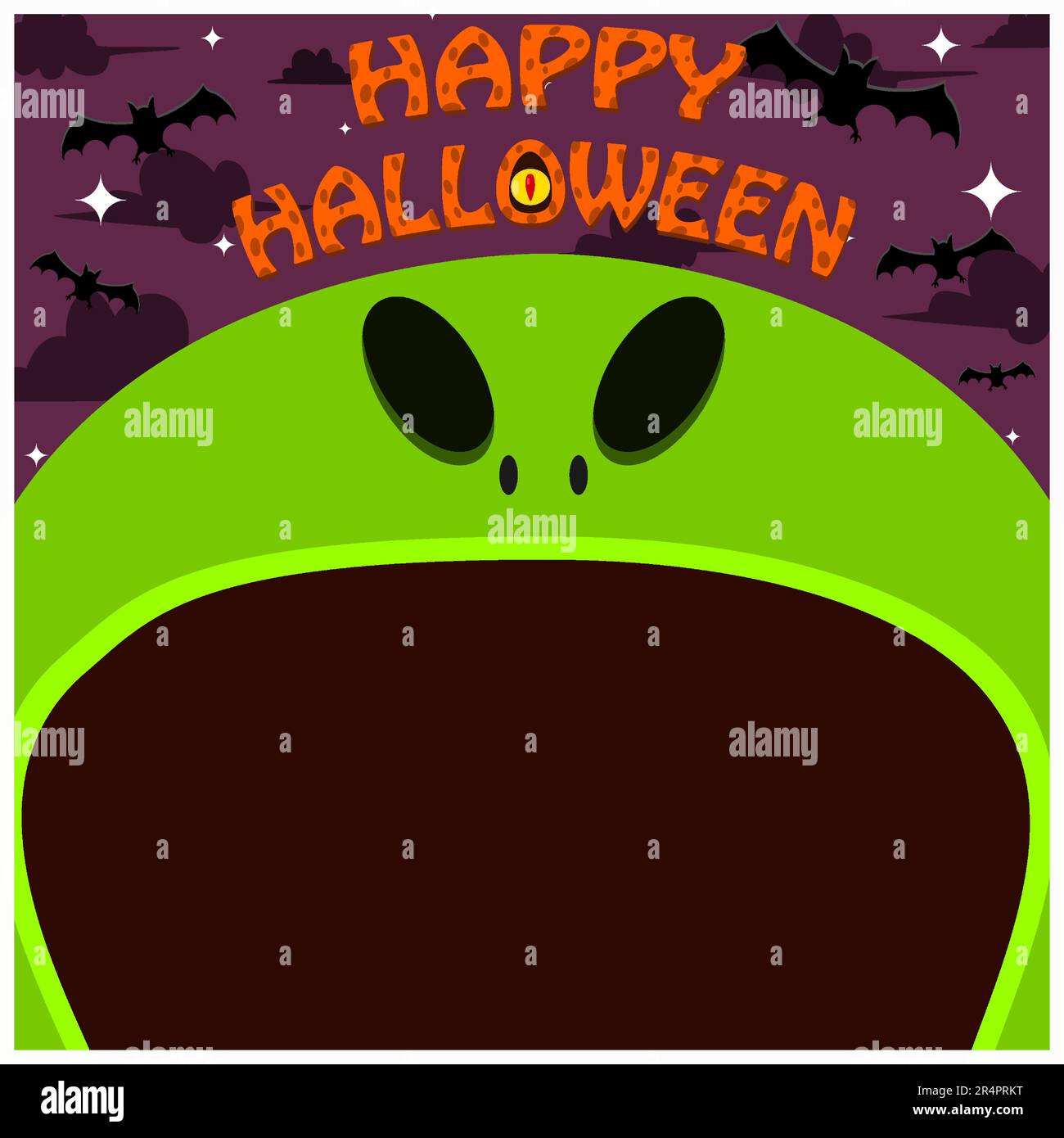 Halloween Character Design. With Alien Character. Big Face and Open ...