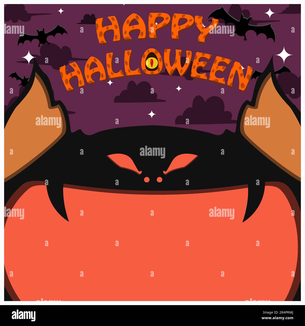 Halloween Character Design. With Creepy Bat Character. Big Face and ...