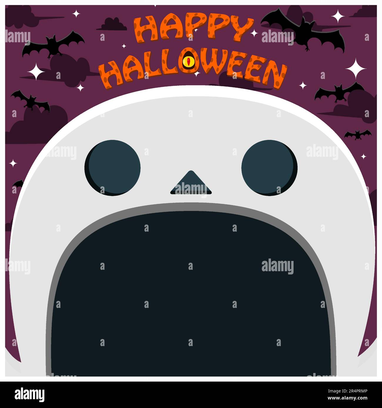 Halloween Character Design. With Ghost Character. Big Face and Open ...