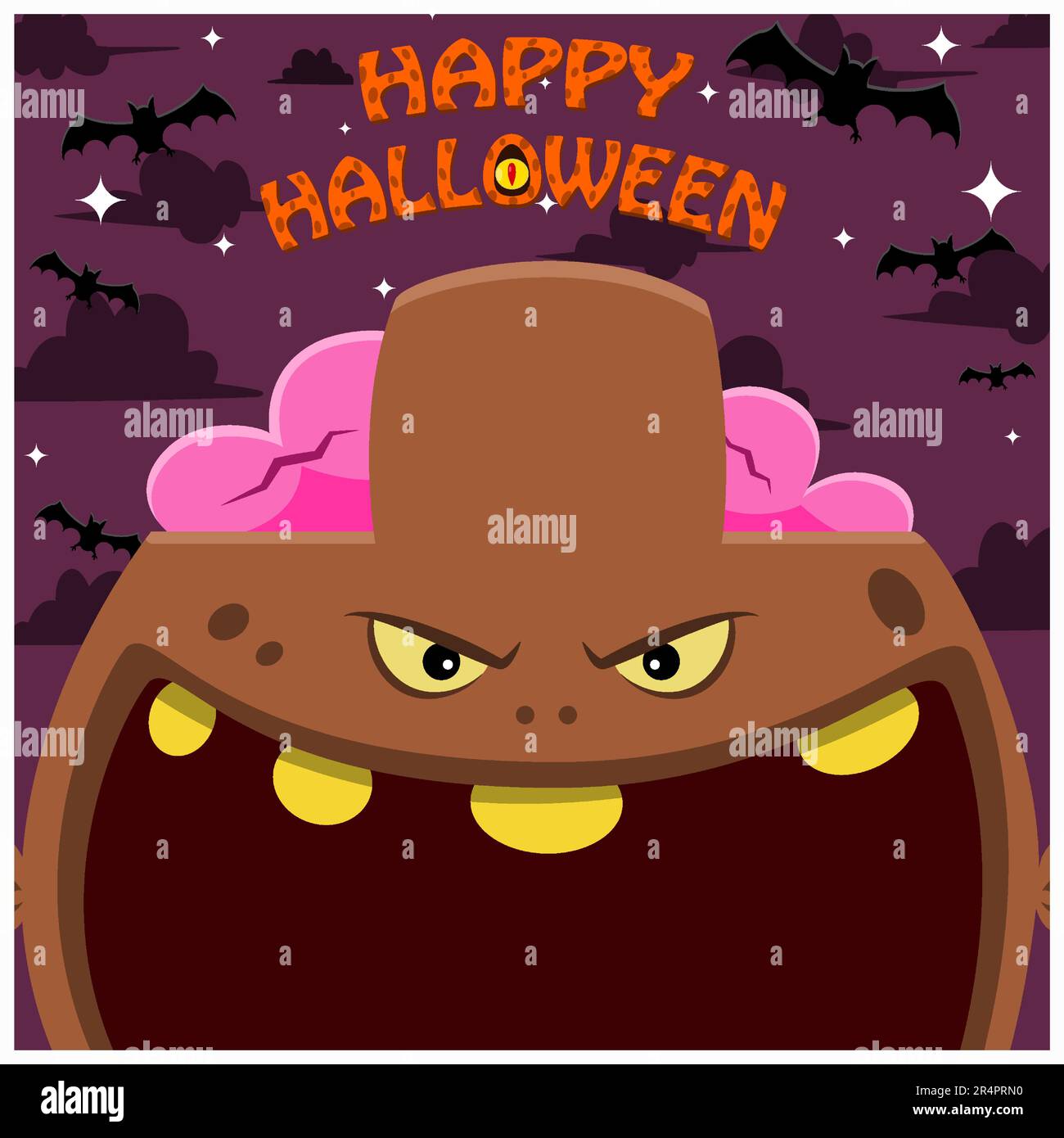 Halloween Character Design. With Brown Zombie Character. Big Face and ...