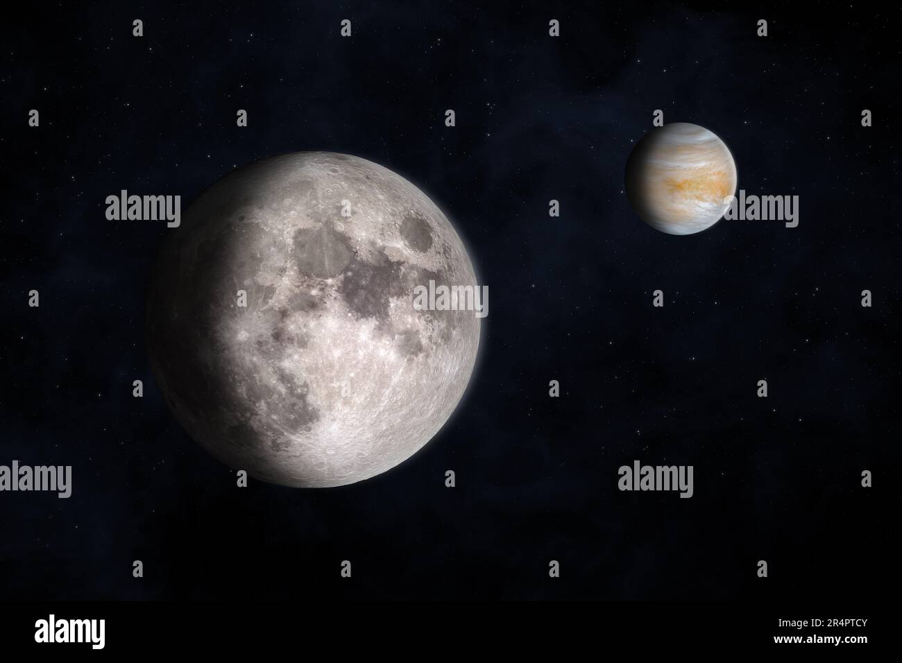 Conjunction Moon and Venus. Meeting of the Venus and Moon. Earth and ...