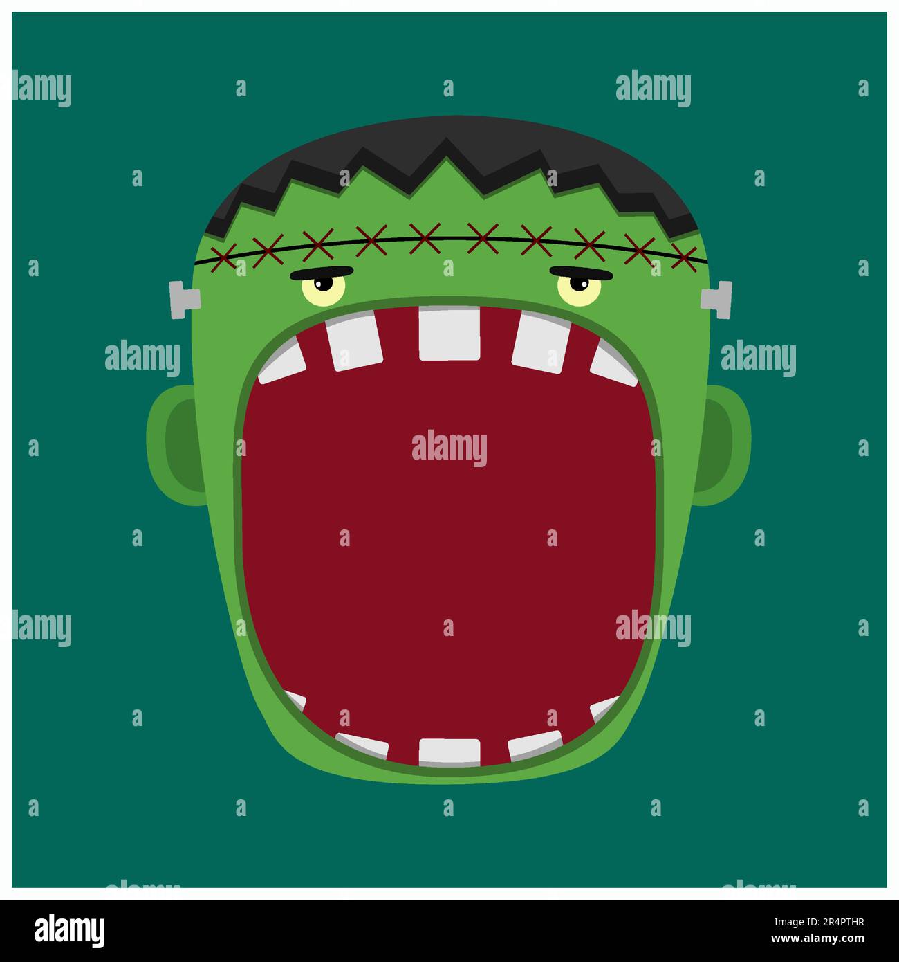 Halloween character design with Big Frankenstein Character Head and ...