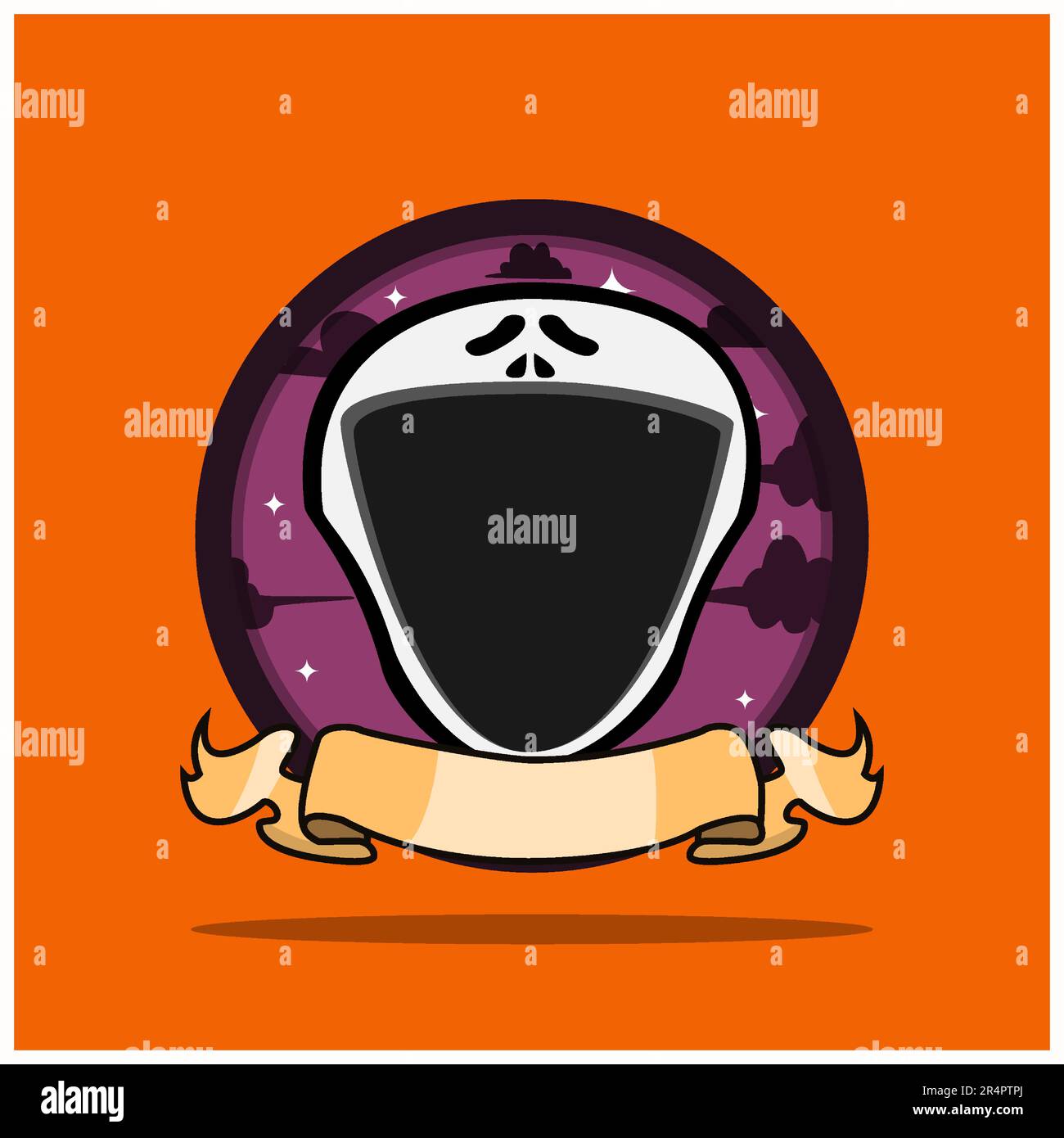 Vintage Monster Head Circle Label With Scream Design. Vector and ...