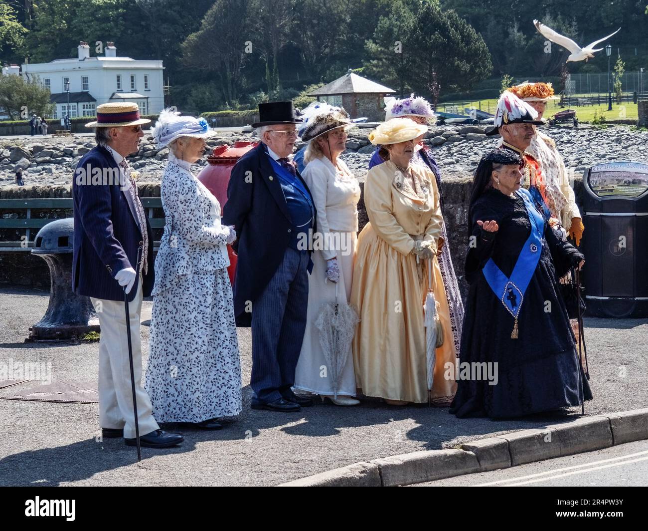 LYNMOUTH, DEVON, UK - MAY 13 2023: Queen Victoria and entourage group ...