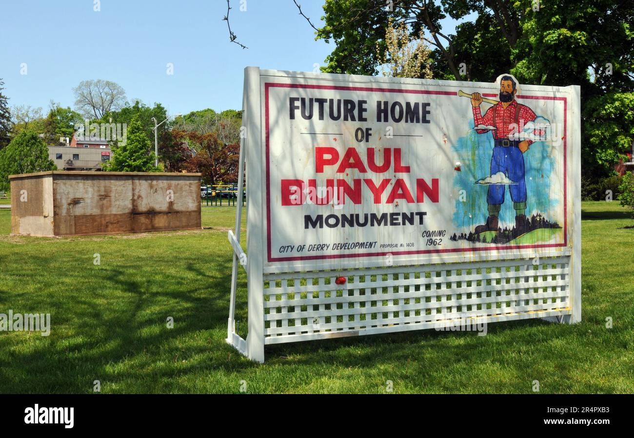 A fictional sign stands in Memorial Park in Port Hope, Ontario prior to ...