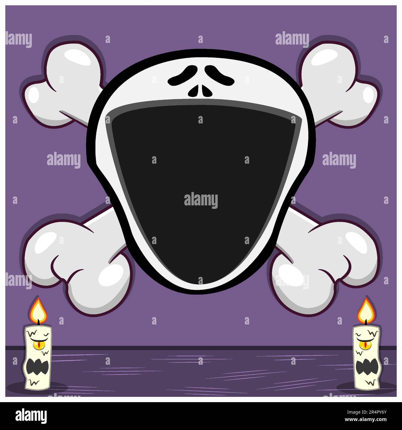 Halloween Character Design With Scream Head. On Skull and Candles ...