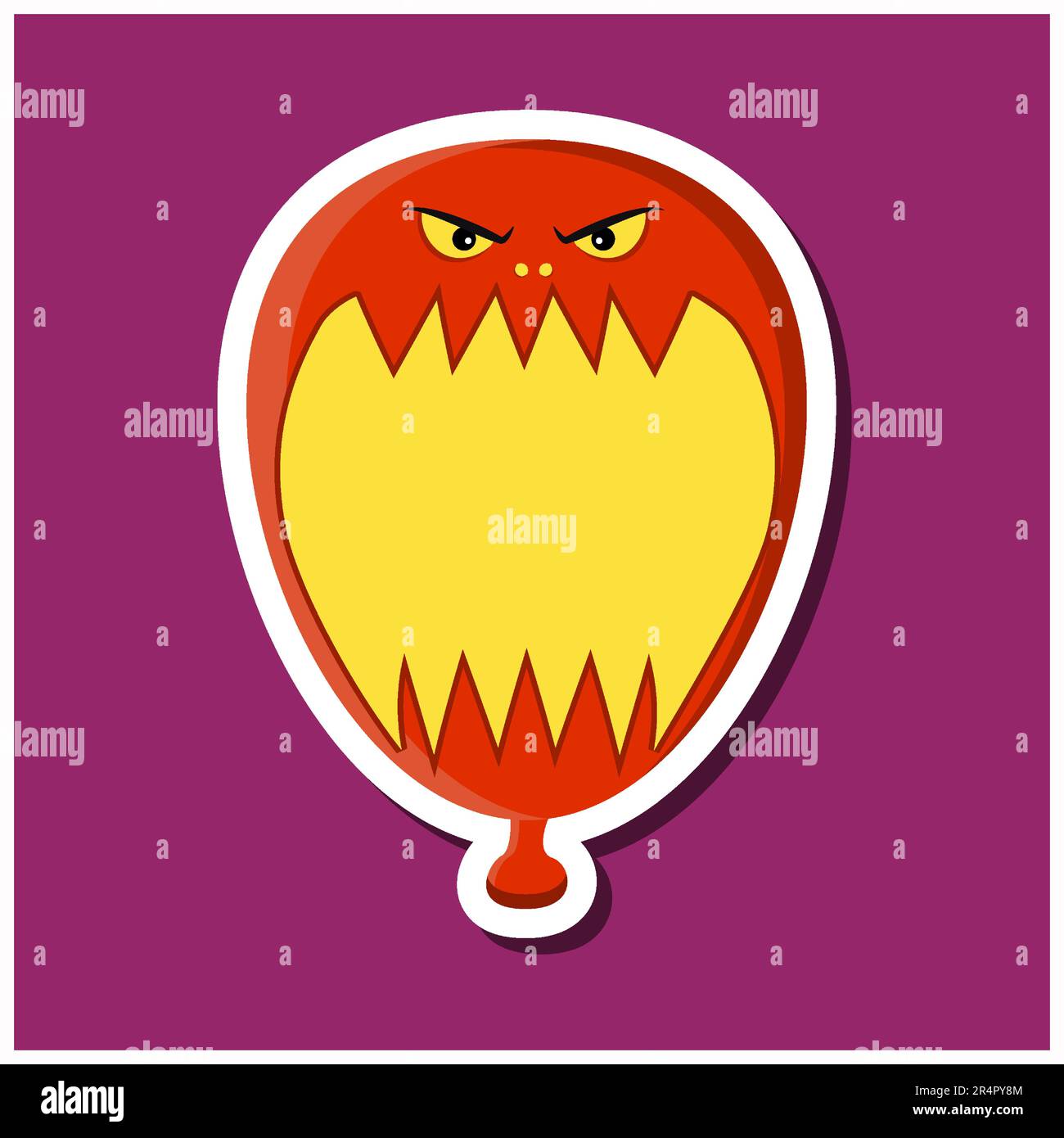 Monster stickers With Halloween Balloon. Purple Background. Flat design ...