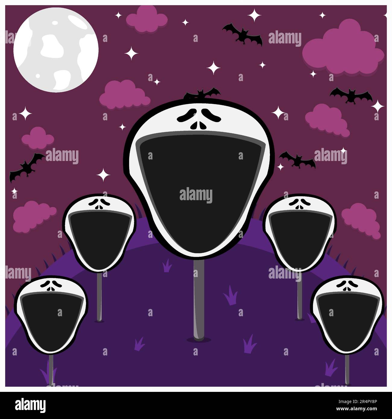 Halloween Character Head Design. Scream Character in Field and On Night ...