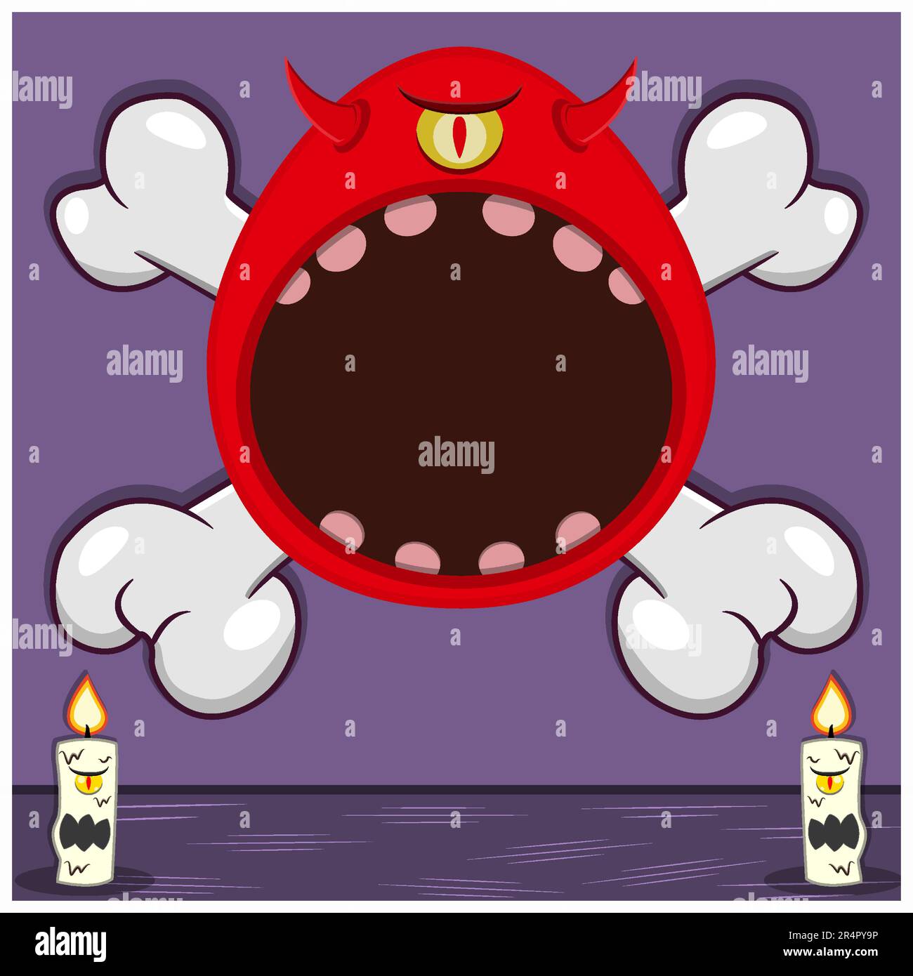 Halloween Character Design With One Eye Monster Head. On Skull and ...