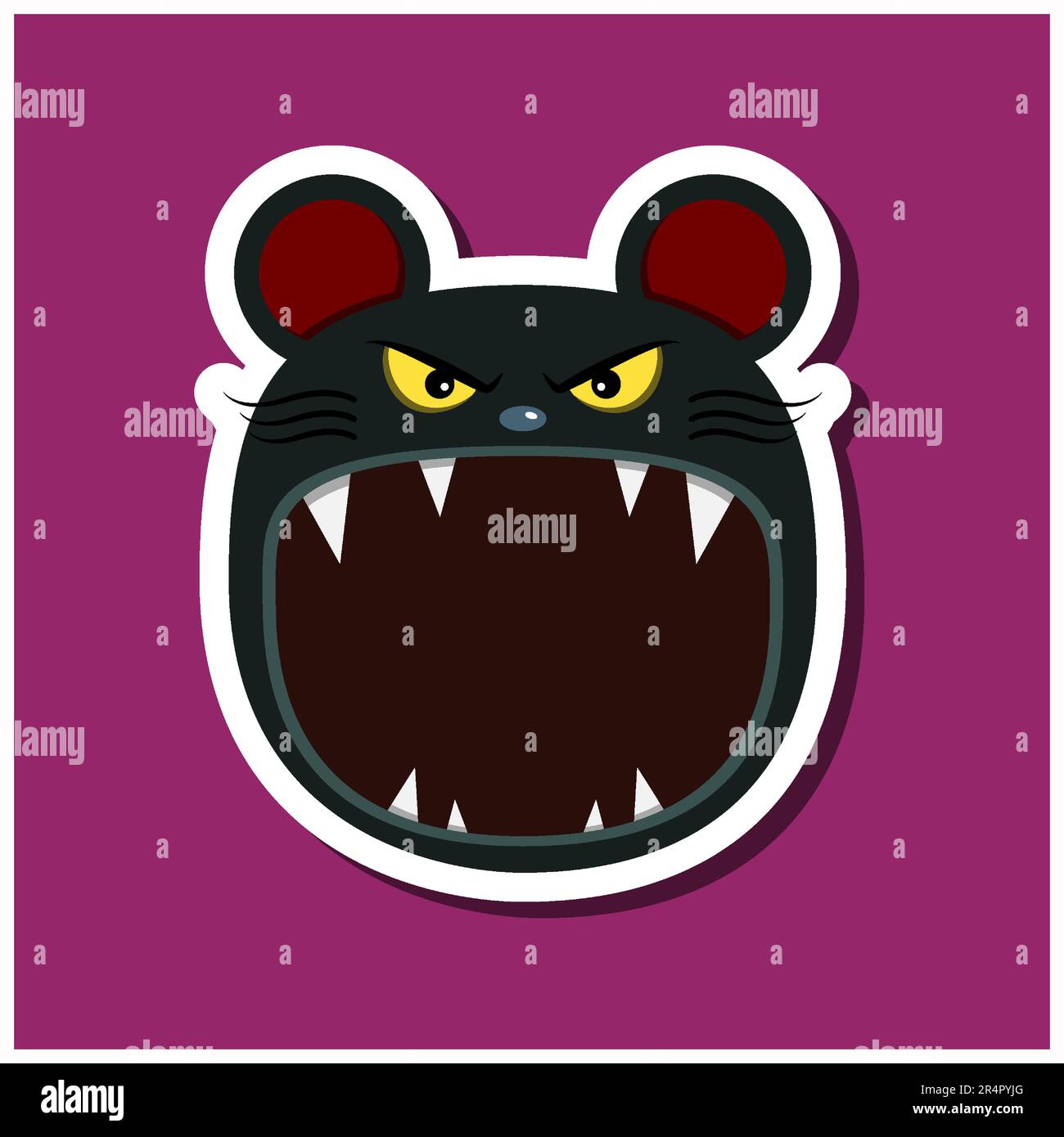 Monster stickers With Halloween Mouse. Purple Background. Flat design ...