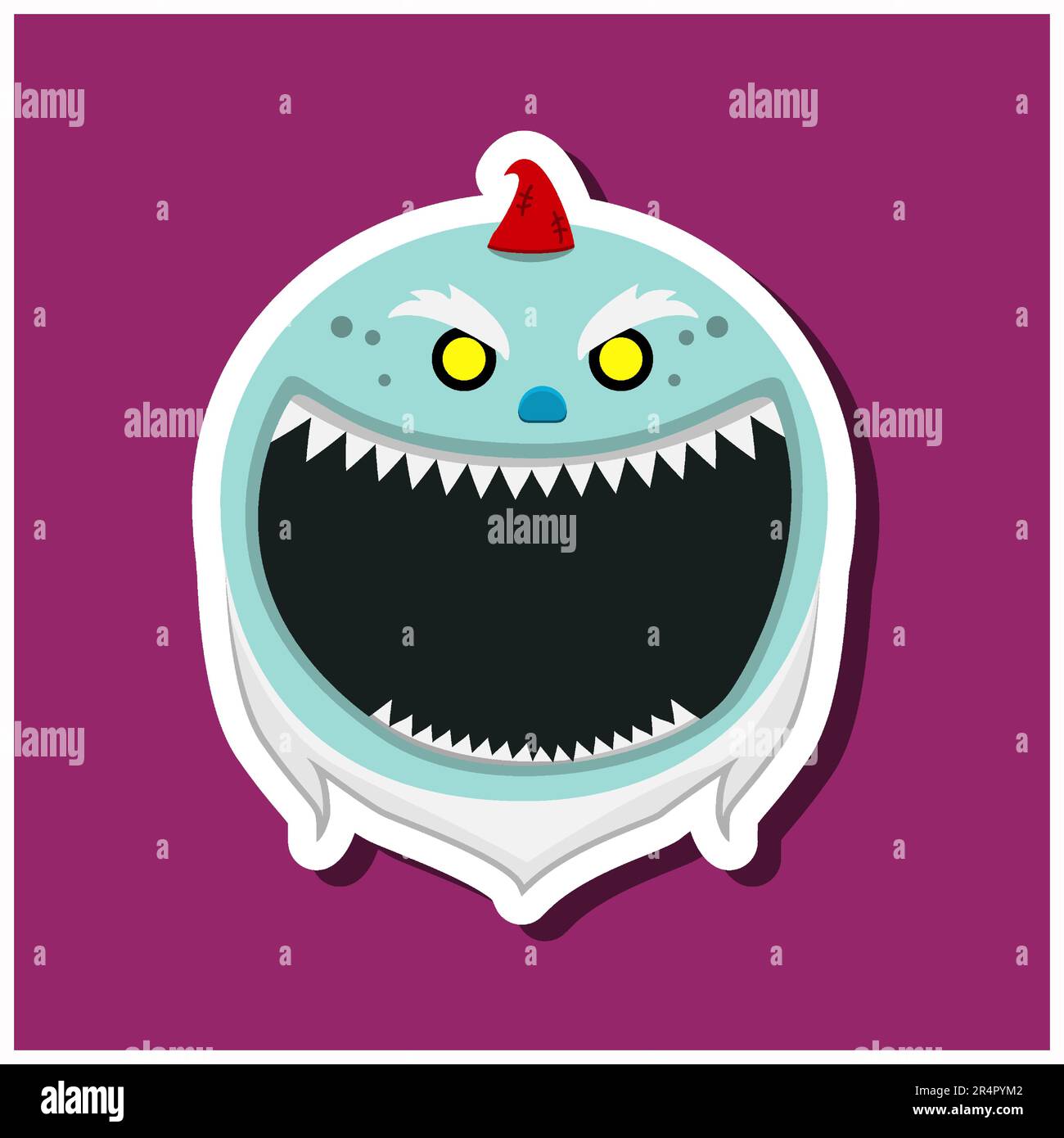 Monster stickers With Halloween Creepy Gnome. Purple Background. Flat ...