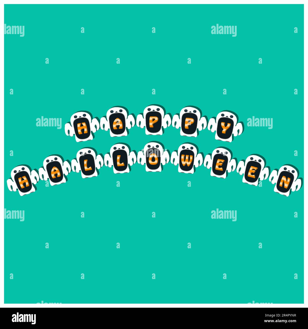 Happy Halloween Text On Ghost Head Character. Vector And Illustration ...