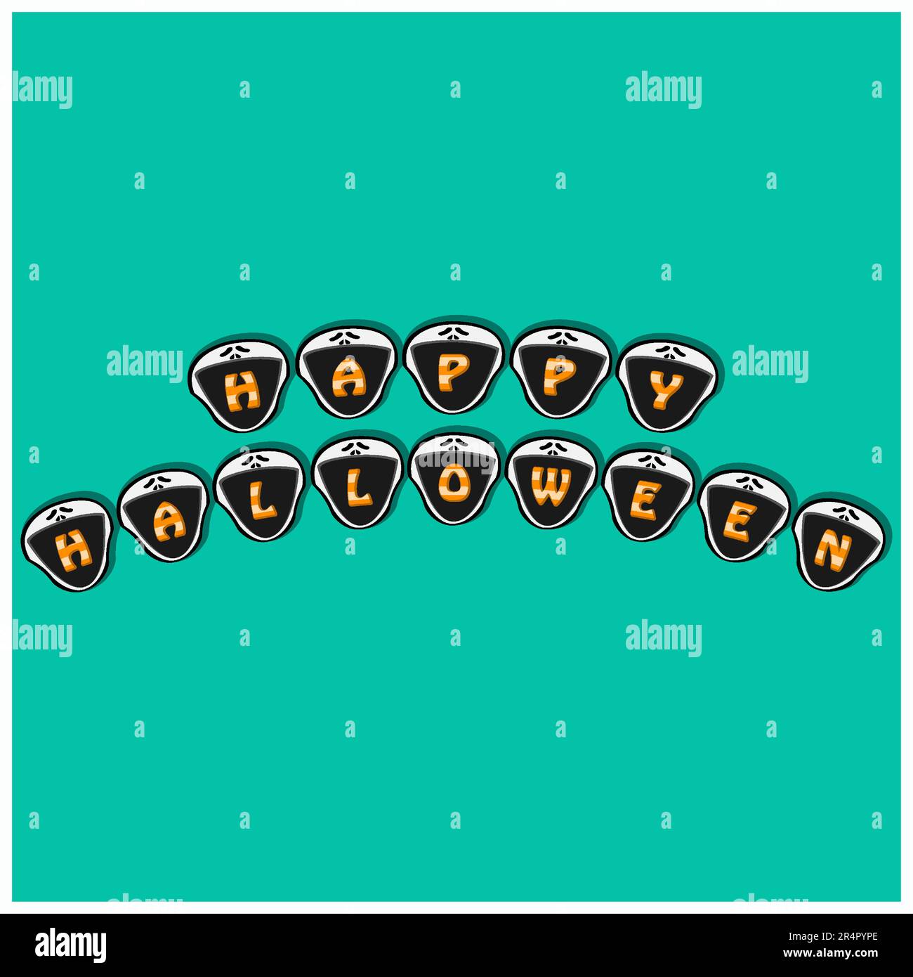 Happy Halloween Text On Scream Head Character. Vector And Illustration ...