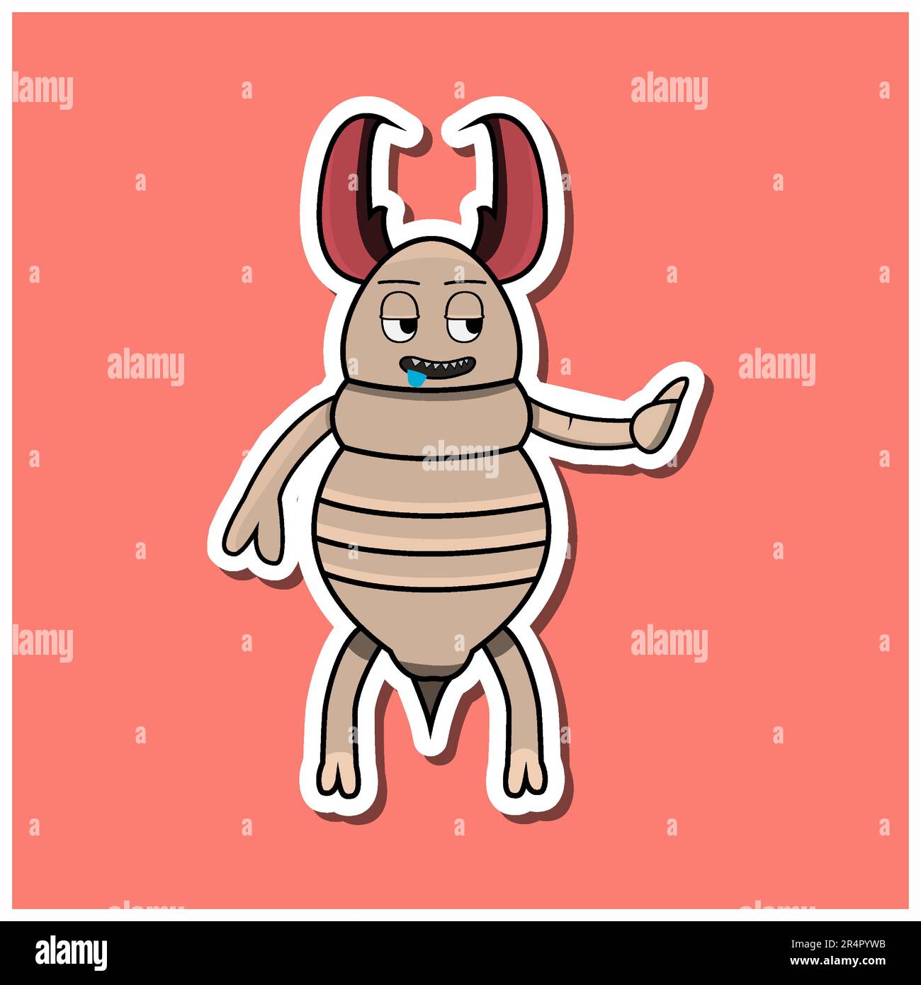 Cute Insect Sticker With Salivating Termite Cartoon. Pink Background ...