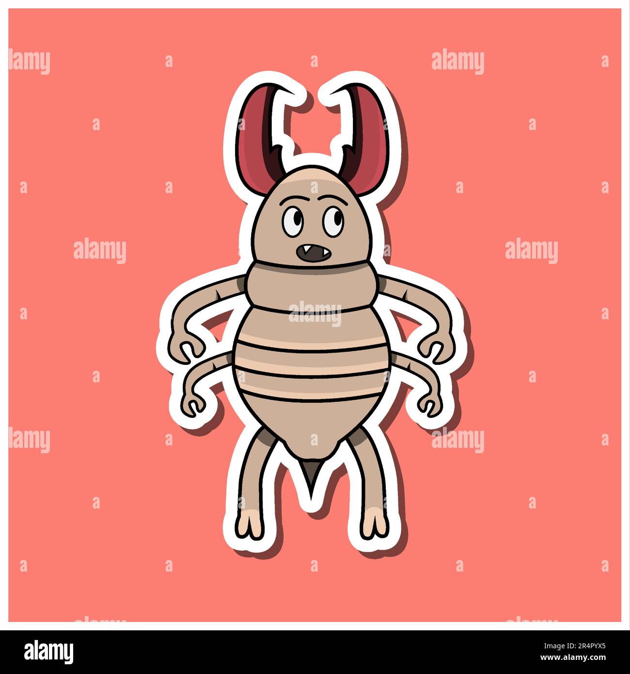 Cute Insect Sticker With Confusing Termite Cartoon. Pink Background ...