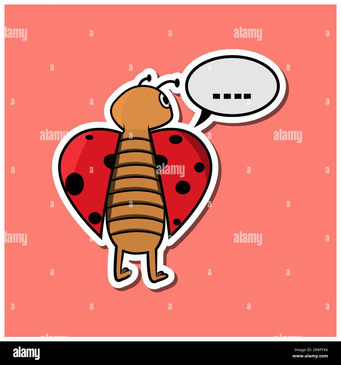 Cute Insect Sticker With Bettle Cartoon. Pink Background. Character ...