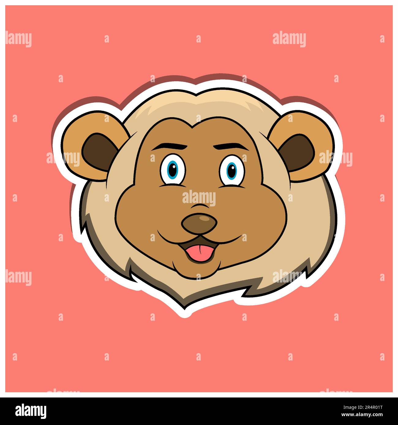 Animal Face Sticker With Lion Character Design. Vector and Illustration ...