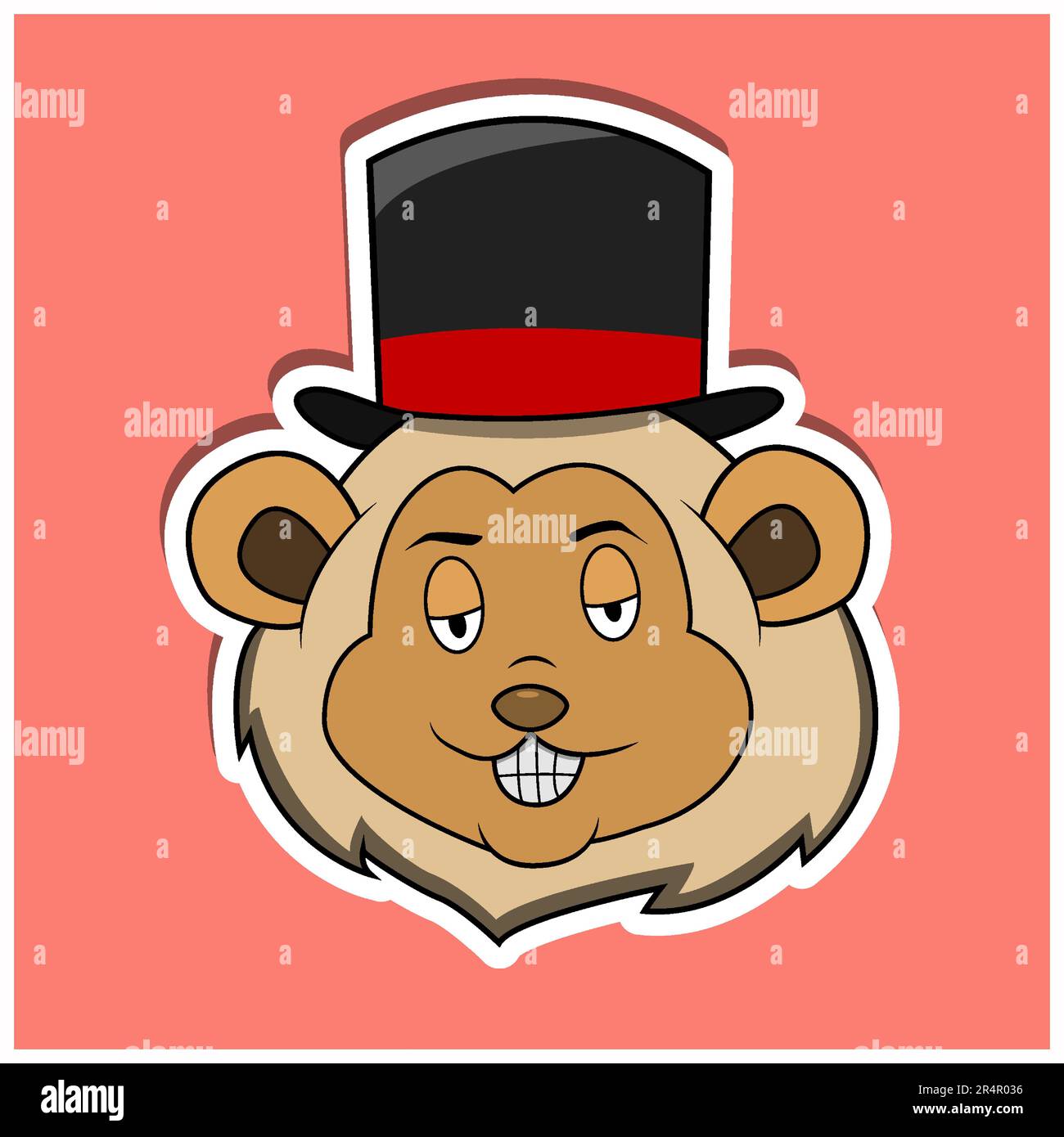 Animal Face Sticker With Lion Wearing Circus Hat. Character Design ...