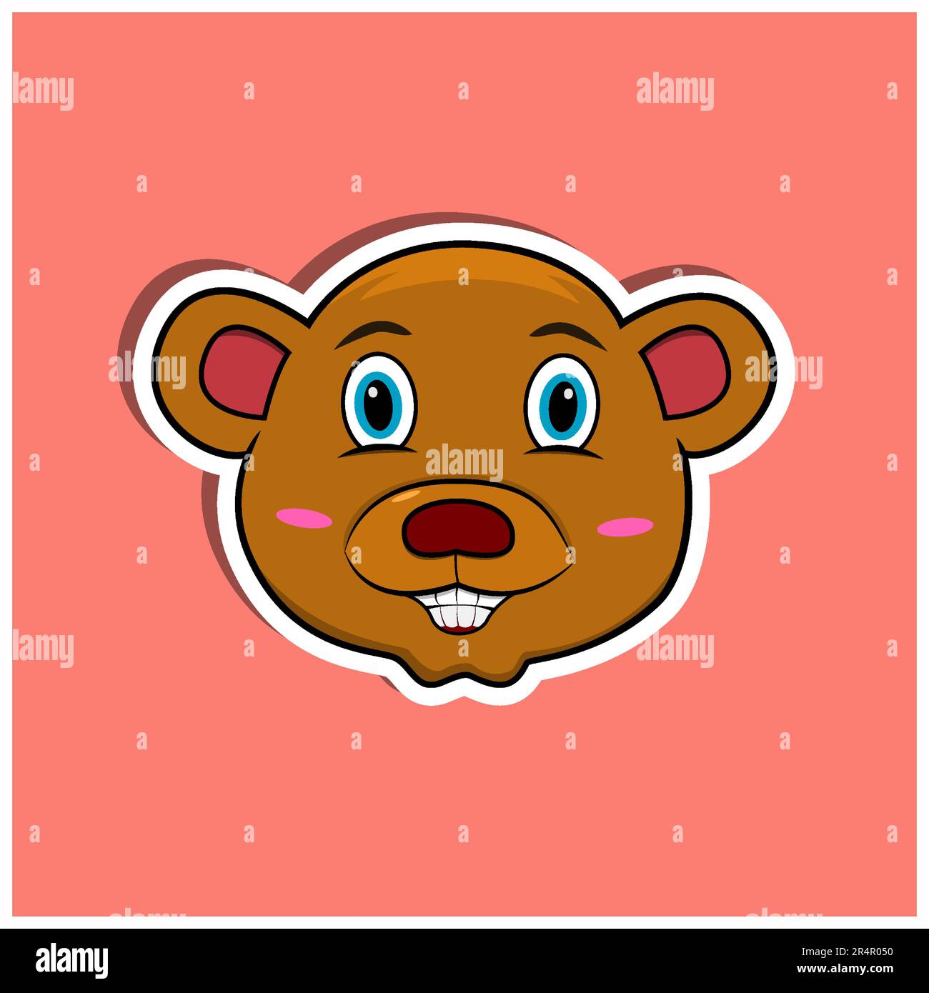 Animal Face Sticker With Bear Character Design. Vector and Illustration ...