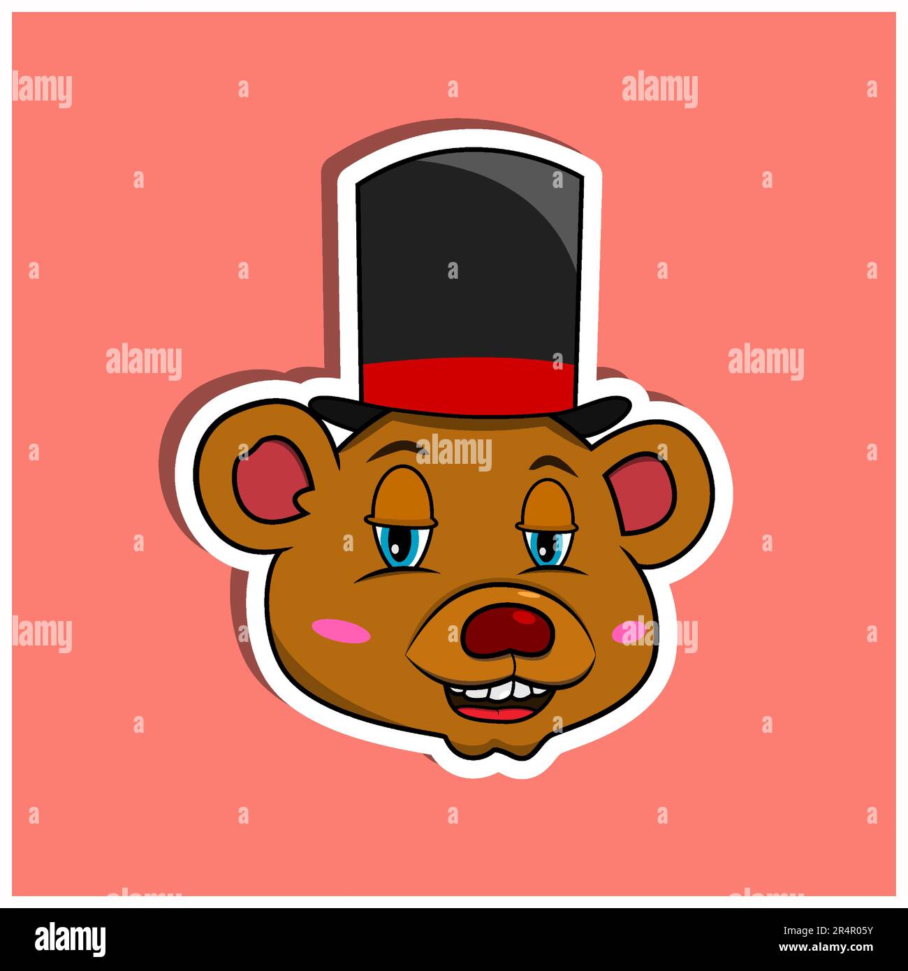 Animal Face Sticker With Bear Wearing Circus Hat. Character Design ...