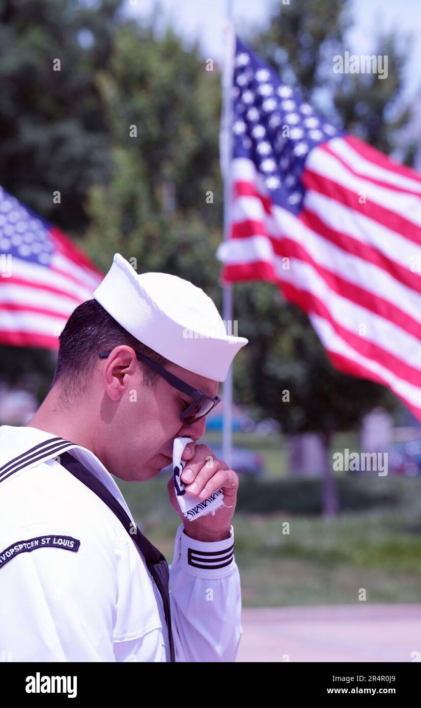 St. Louis, United States. 29th May, 2023. A Navy member is emotional ...