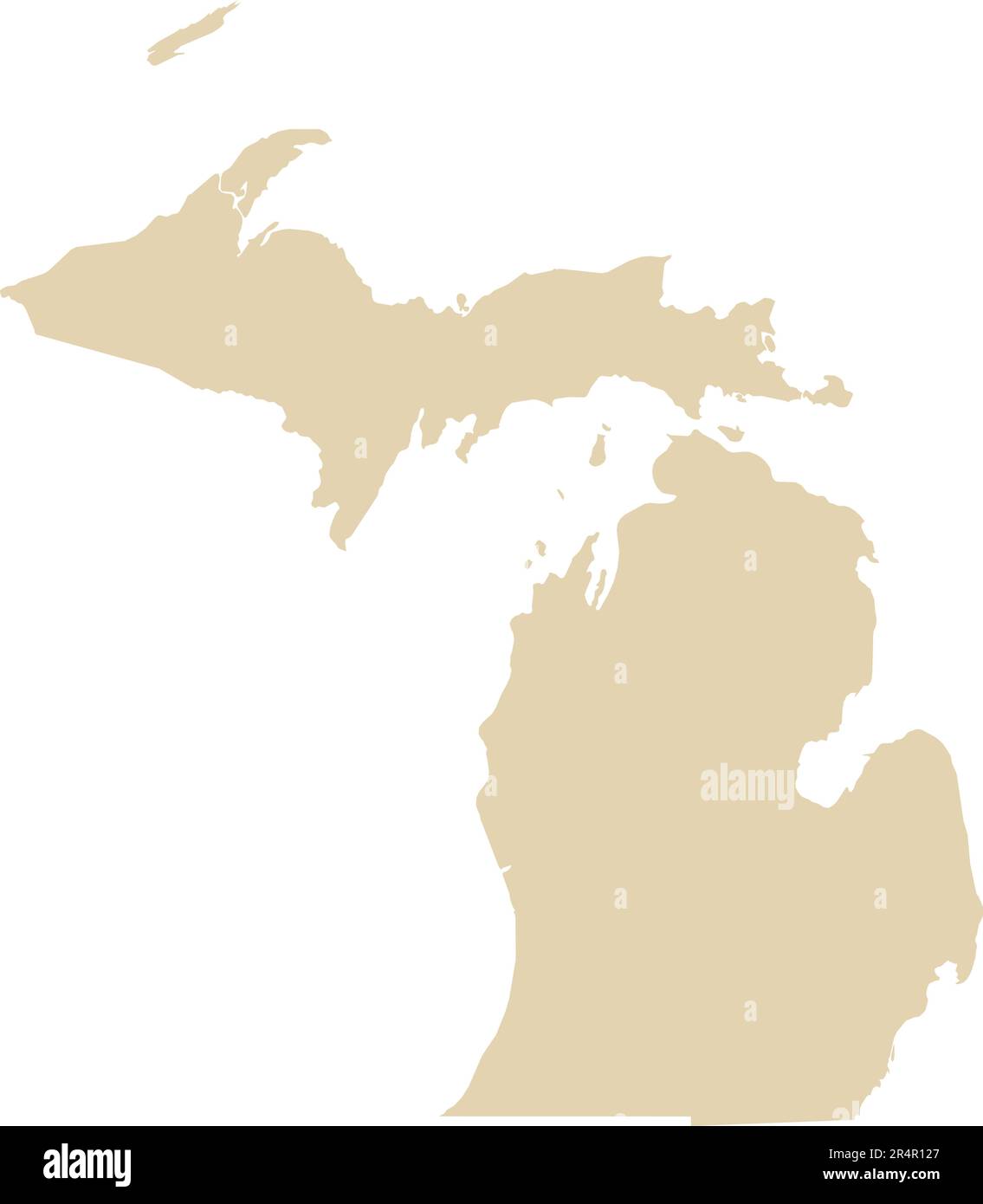 BEIGE CMYK color map of MICHIGAN, USA Stock Vector Image & Art - Alamy