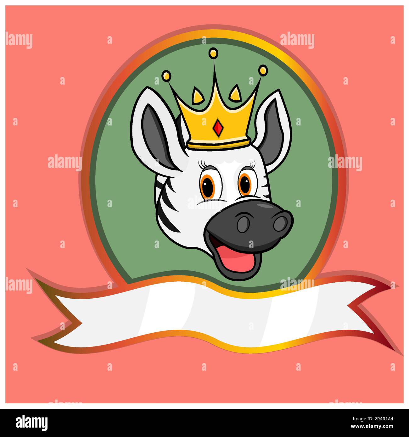 Cute Animal Head With Crown On Frame Label. Zebra Head. Perfect For ...