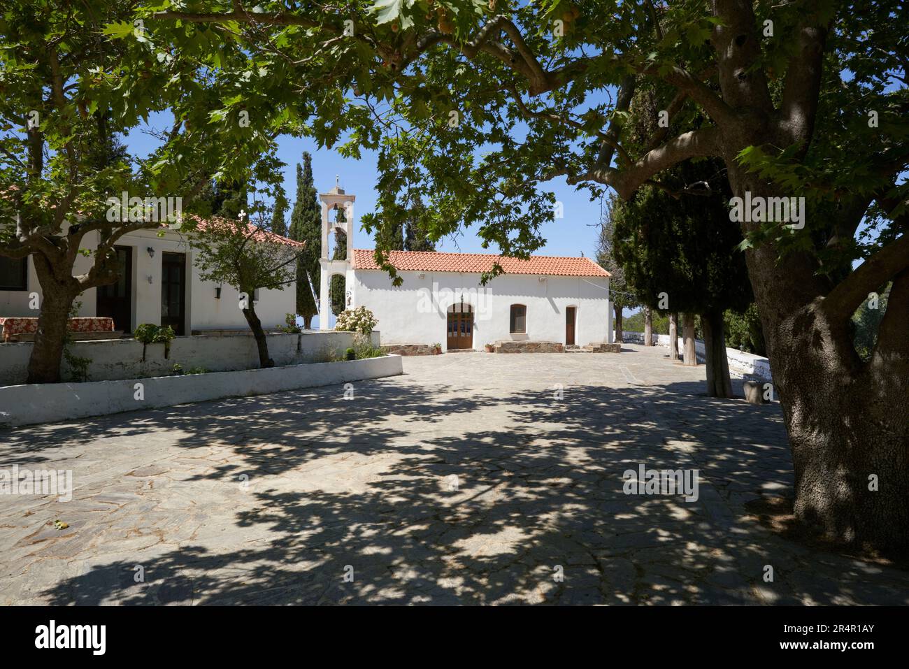 The Evaggelistrias Mounde monastery in Ikaria, Greece Stock Photo - Alamy