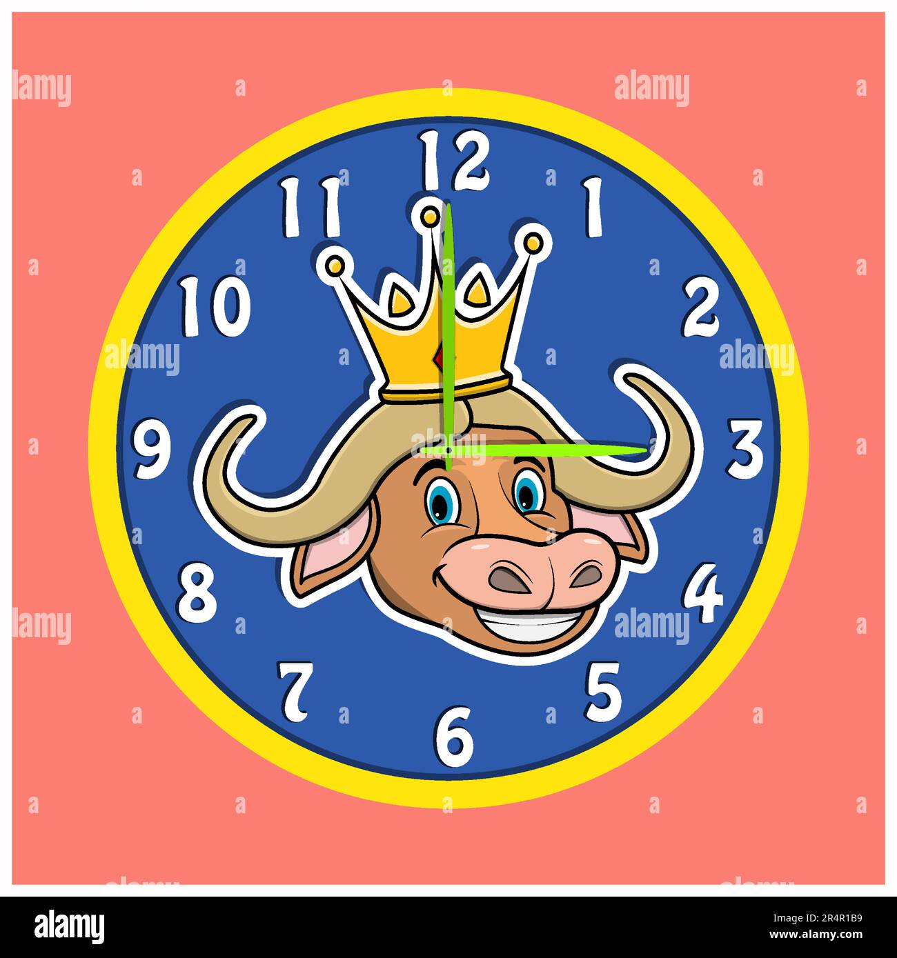Sticker Animal Head With Crown On Clock. Buffalo Head. Perfect For ...