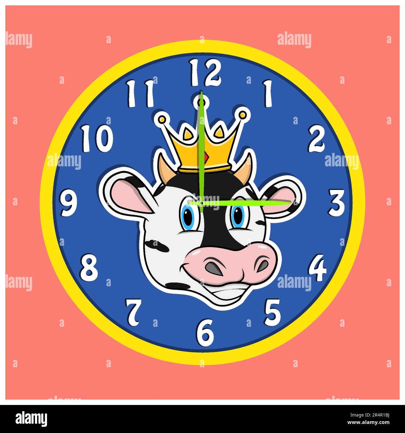 Sticker Animal Head With Crown On Clock. Cow Head. Perfect For ...